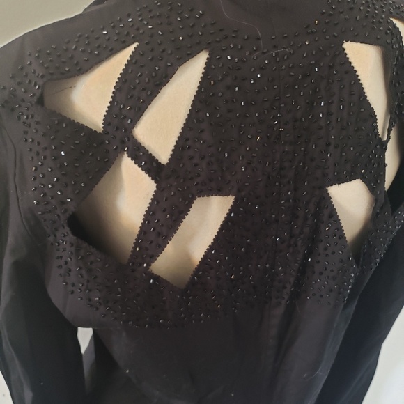 Cache | Tops | Sexy Button Up Beaded Shirt Wcut Outs | Poshmark